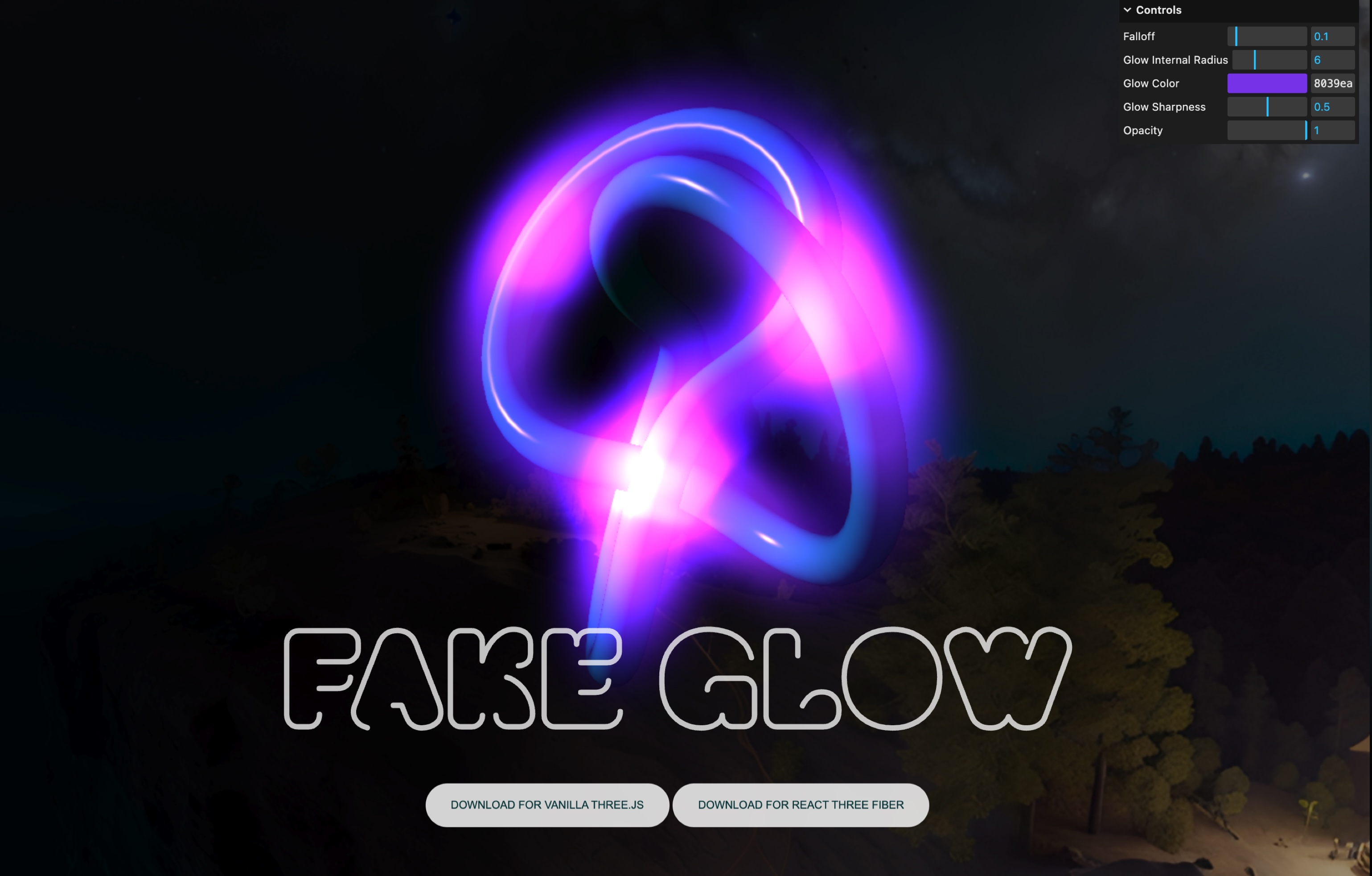 Fake Glow Material for Vanilla Three.js - by Anderson Mancini